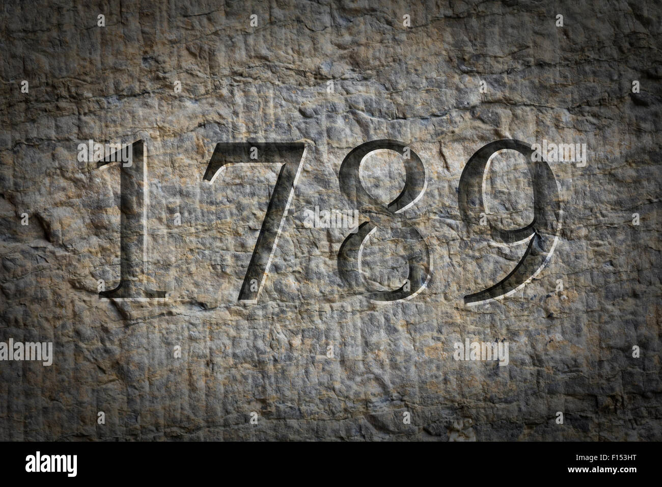 Historical year engraving 1789 on textured old surface Stock Photo - Alamy