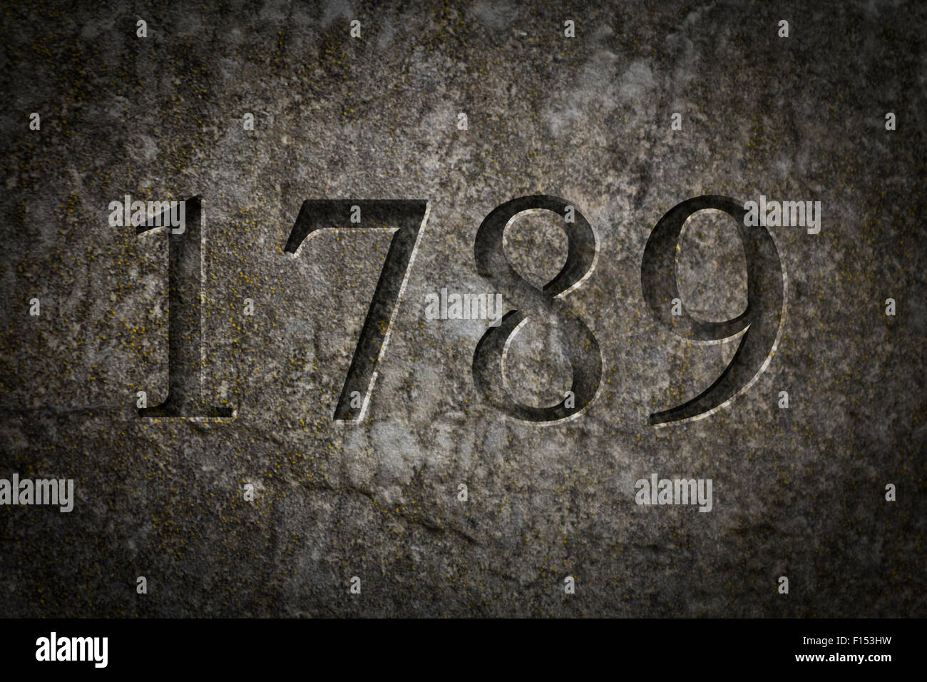 Historical year engraving 1789 on textured old surface Stock Photo - Alamy