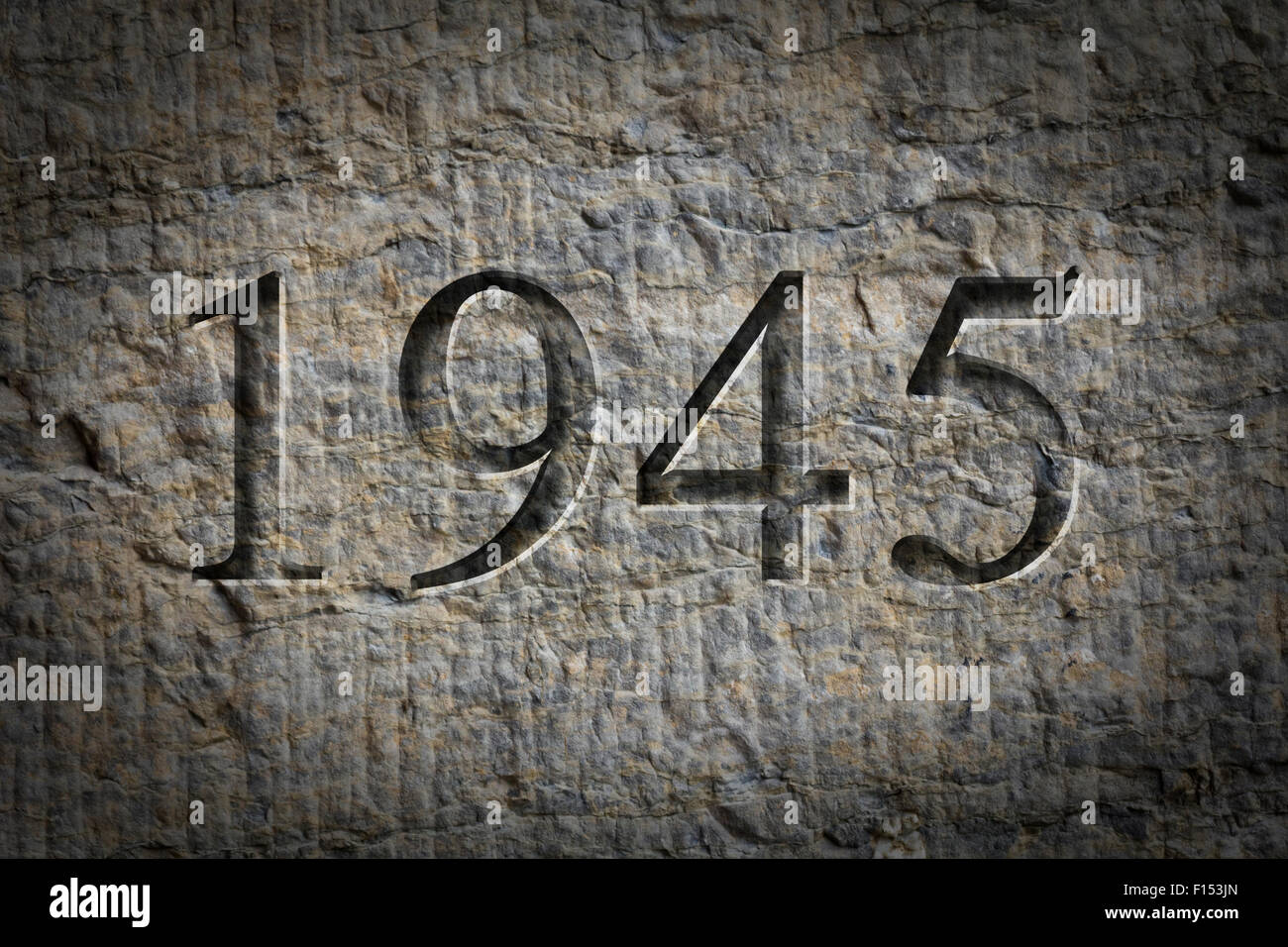 Historical year engraving 1945 on textured old surface Stock Photo - Alamy