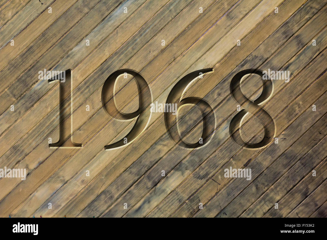 Historical year engraving 1968 on textured old surface Stock Photo - Alamy