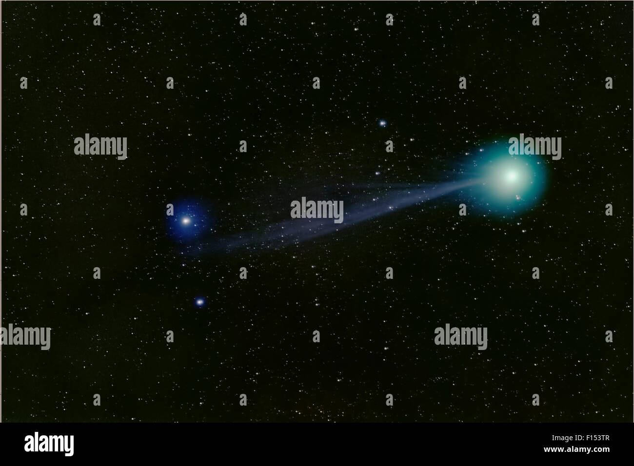 Comet Lovejoy (C/2014 Q2). The colours of the tail and comet head come ...
