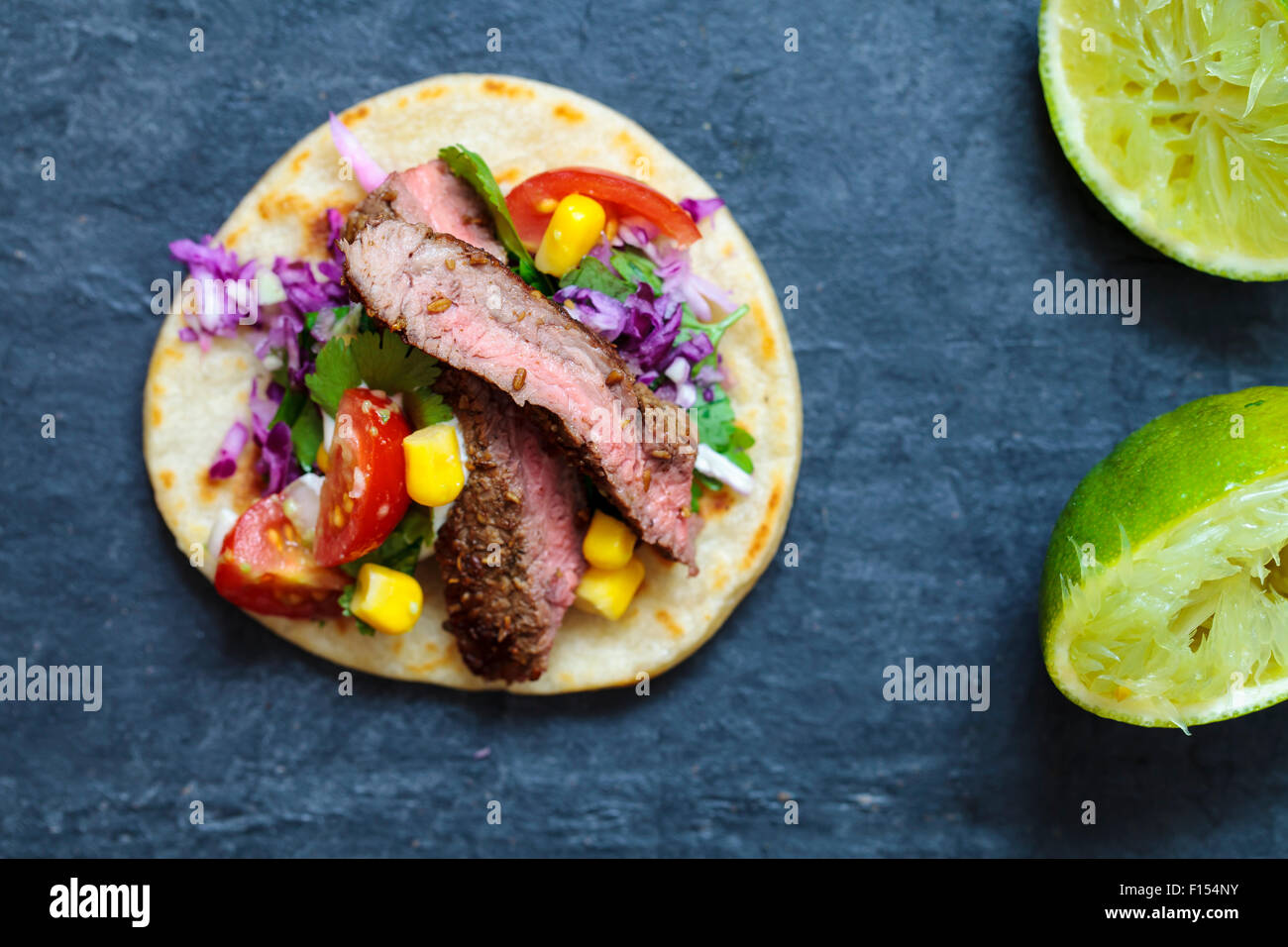 Mini beef steak tortillas Stock Photo - Alamy