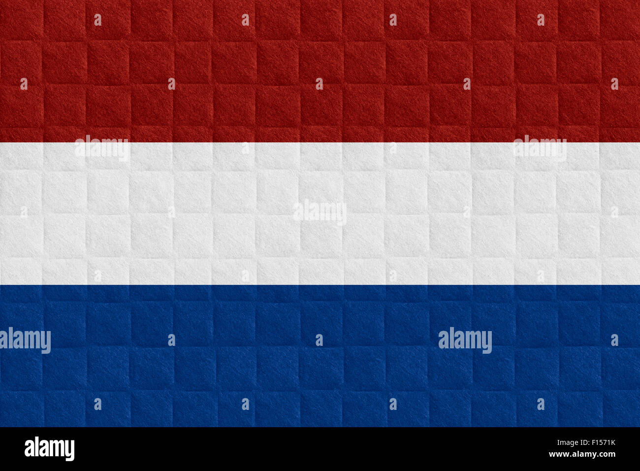 flag of Holland or Dutch banner on check pattern background, the ...