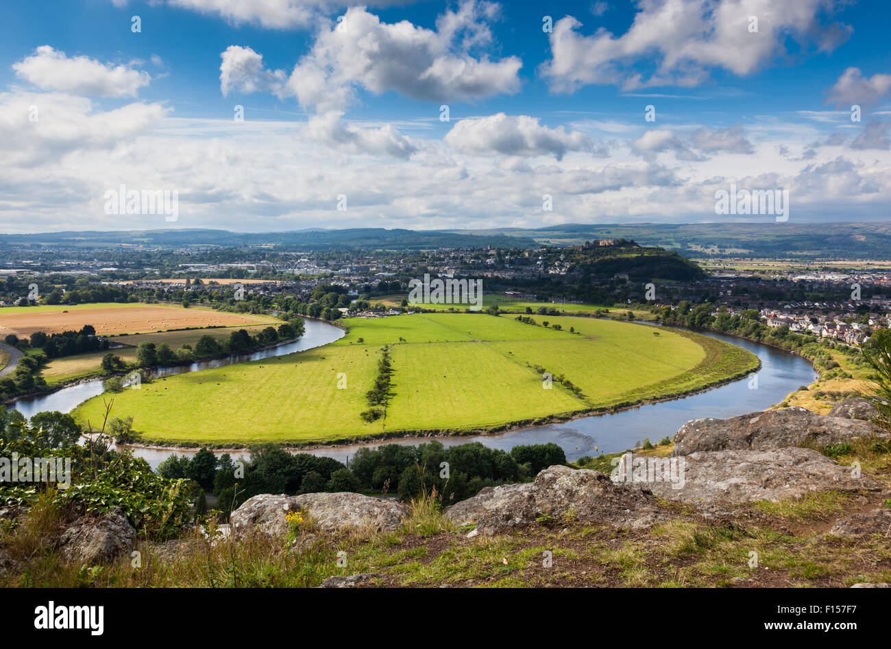 The meander of the River Forth at Stirling, with Stirling Castle ...