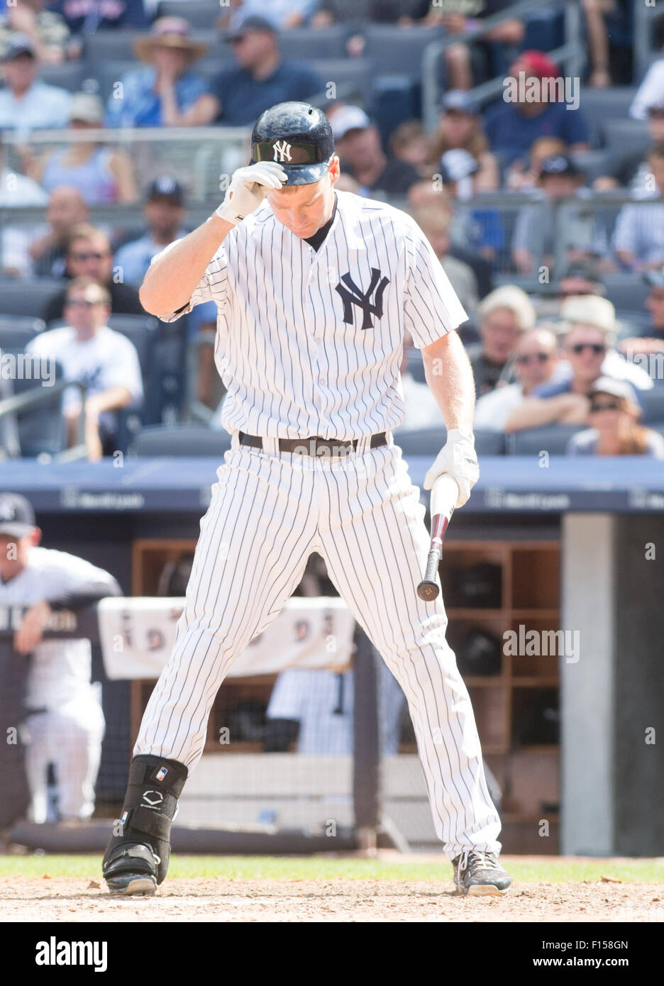 New York, New York, USA. 26th Aug, 2015. Yankees' CHASE HEADLEY reacts ...