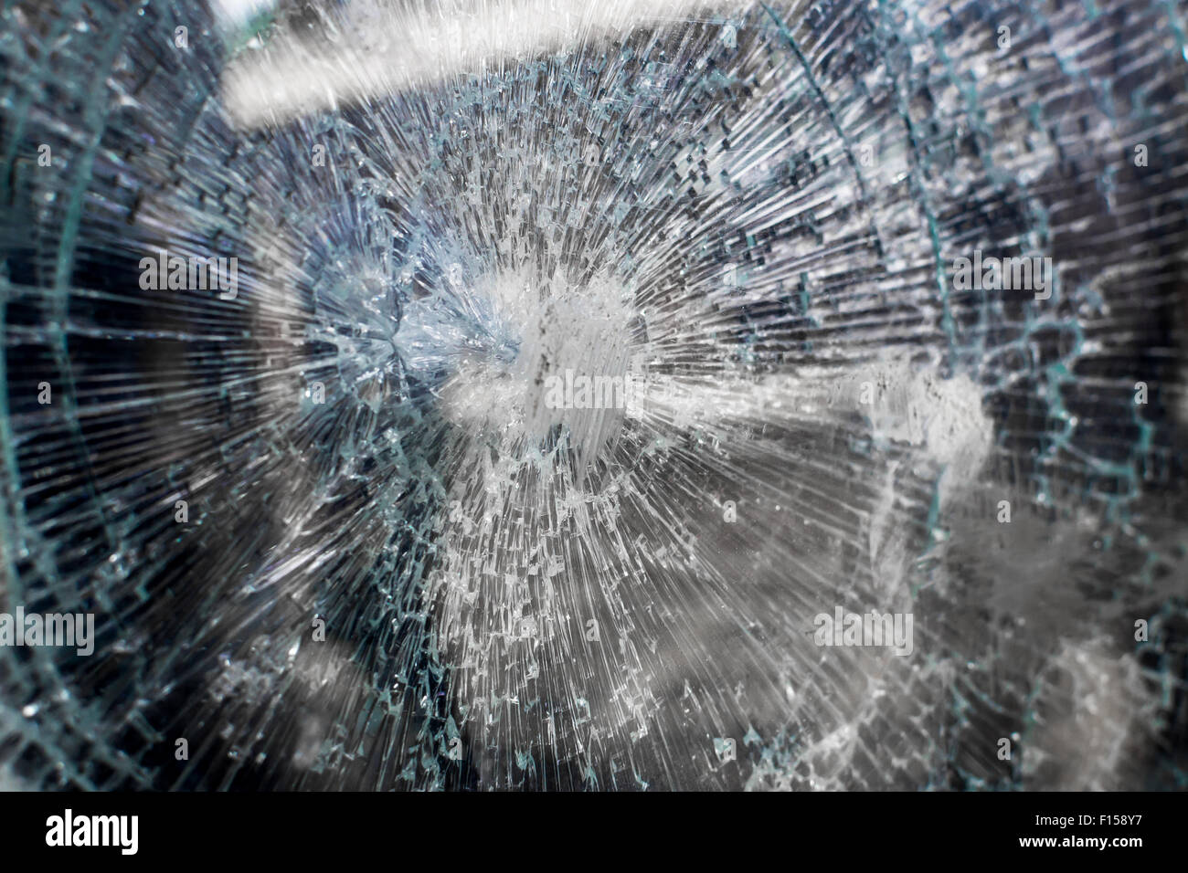 Broken glass window of a local vending machine at a train station Stock ...