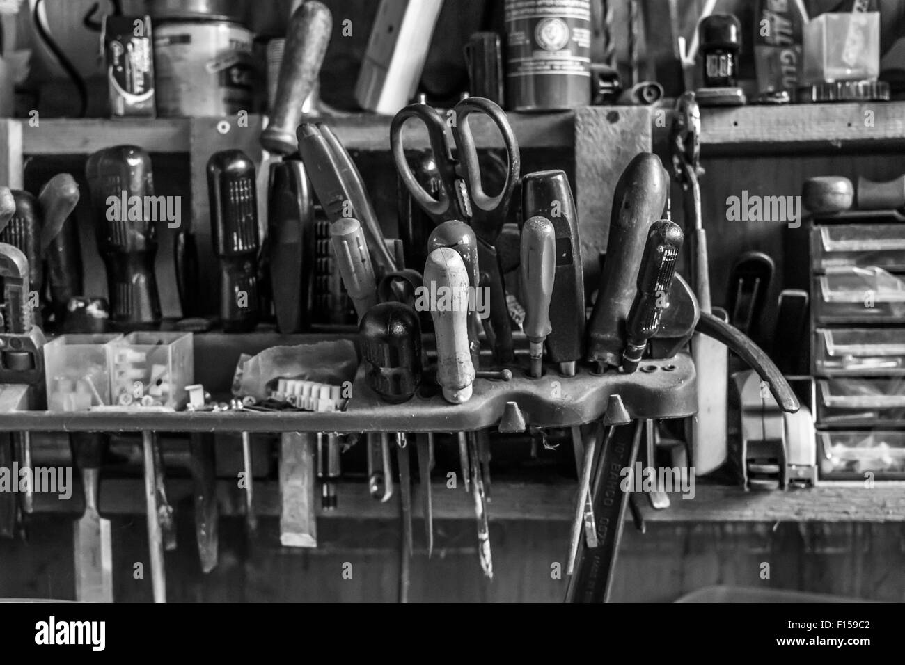 Usual everyday tools of a homeowner's garage in England Silver End ...