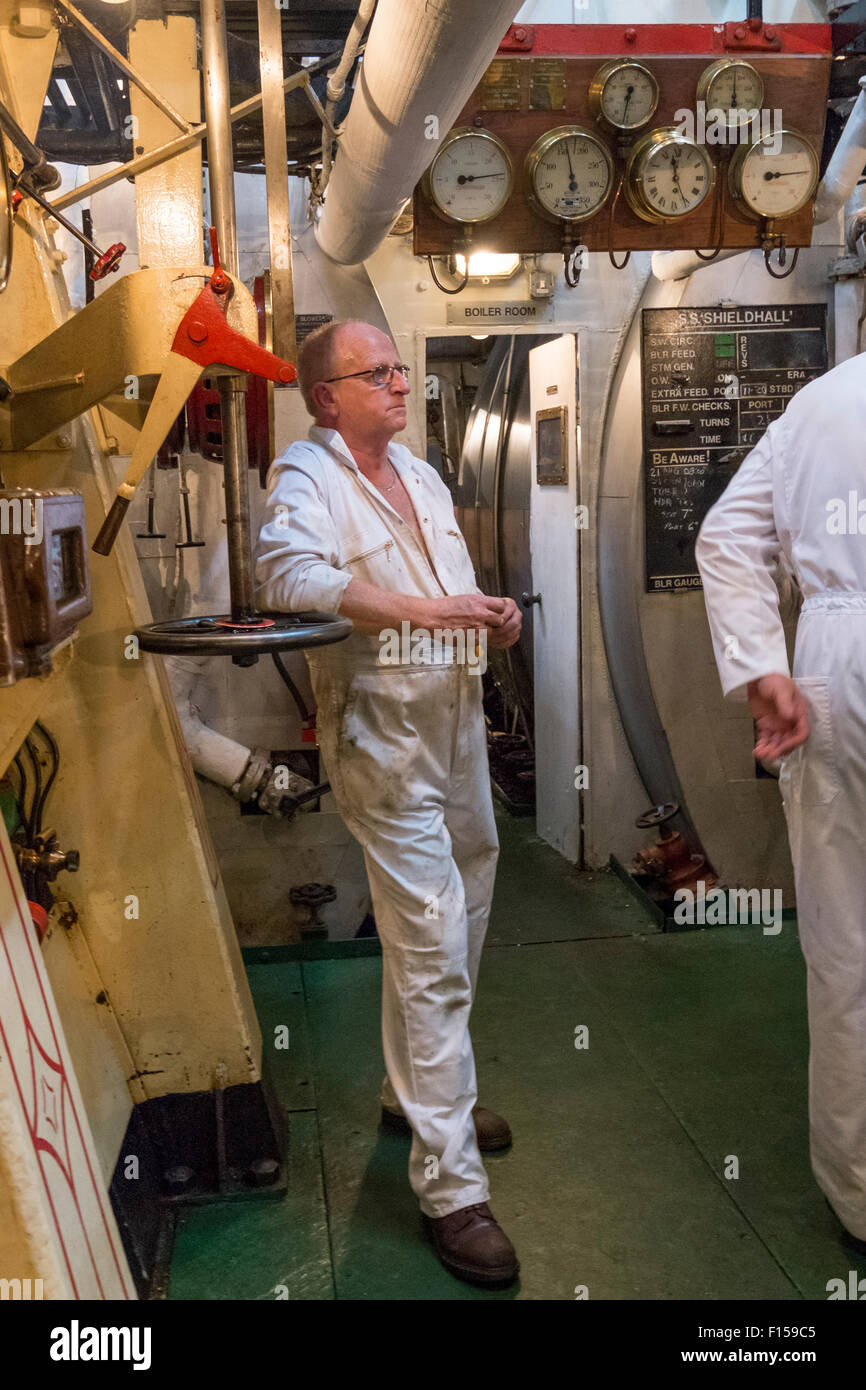 Steam engine room on steam ship SS Shieldhall Stock Photo, Royalty Free ...