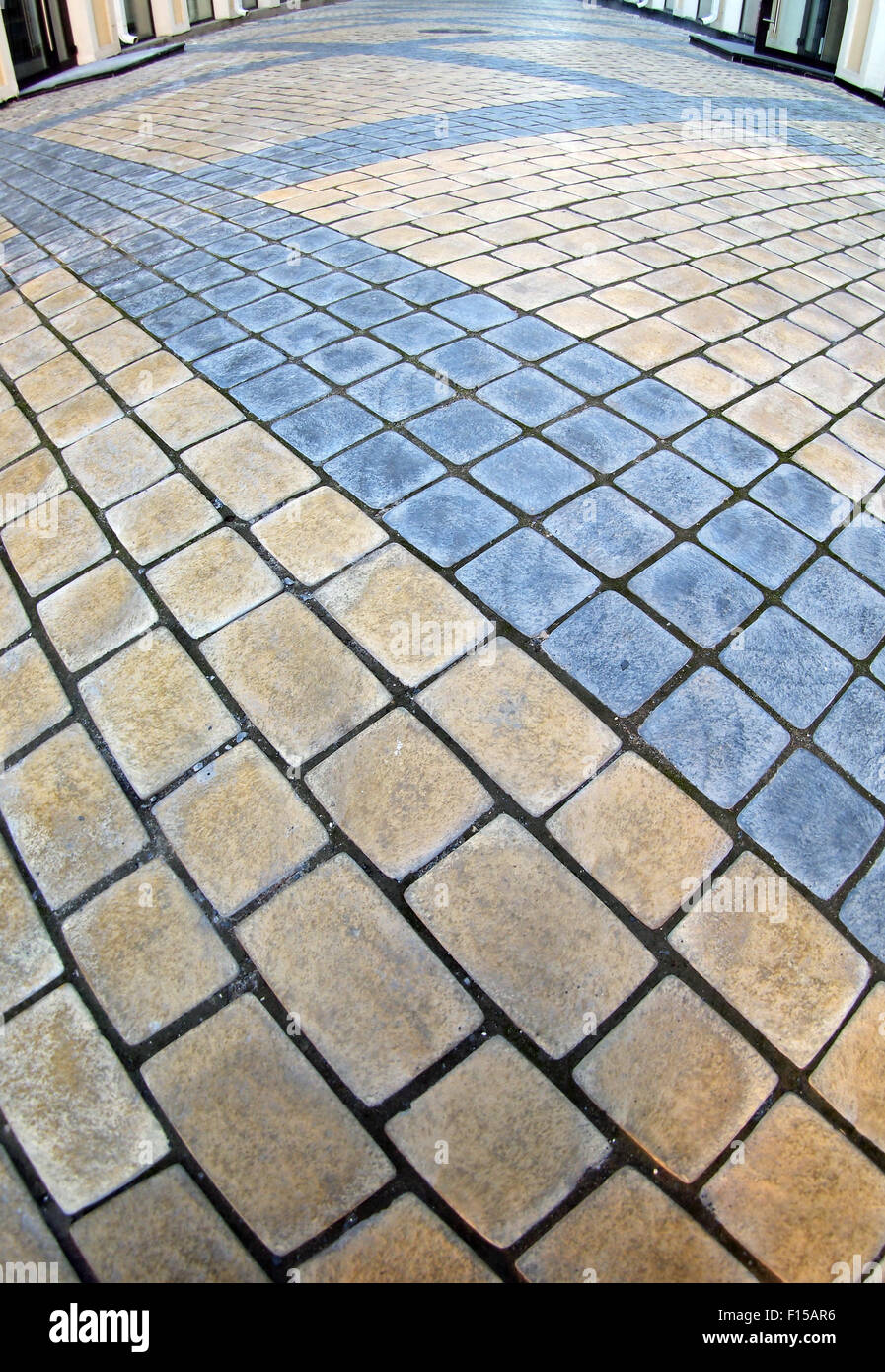 Top view of the pavement of rectangular stones with wide angle ...