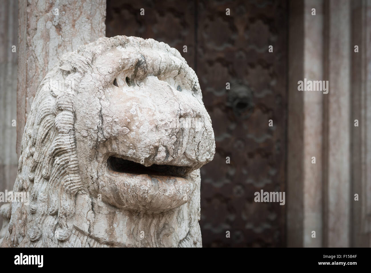 Trento, Italy, stone lion on the north side of the cathedral Stock ...