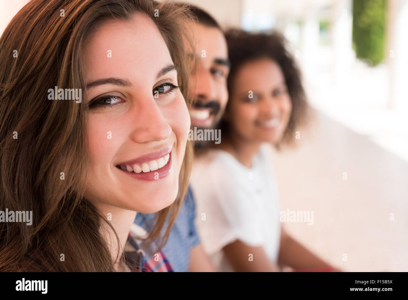 Multi-Ethnic group of students in School Campus Stock Photo - Alamy