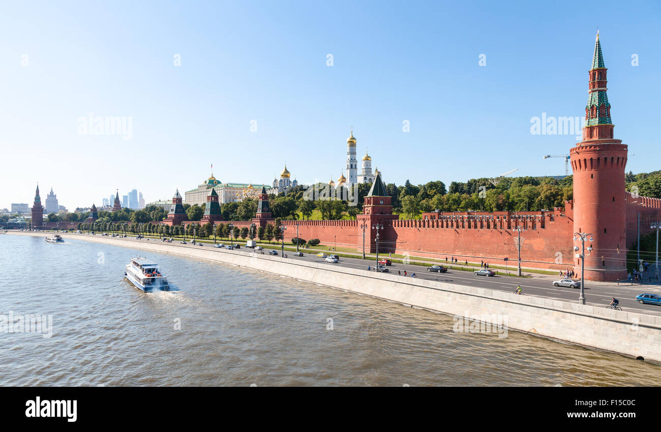 Moscow skyline - view of Beklemishevskaya Tower and Kremlin Walls, The ...