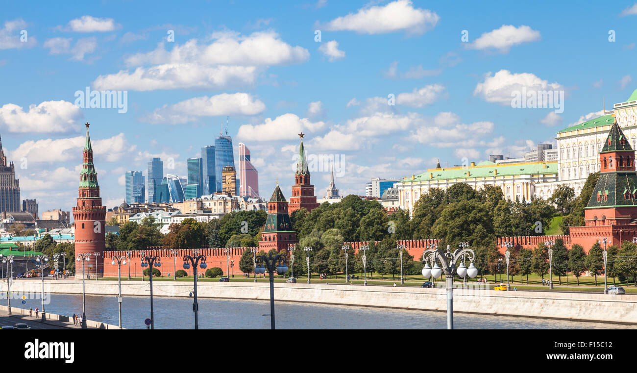 Moscow skyline - panorama of Moscow city center with Kremlin, Moscow ...