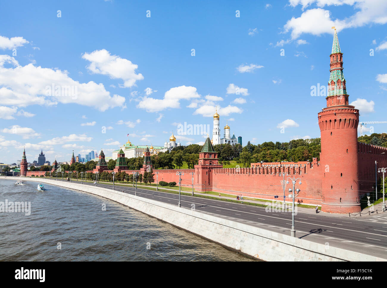 Moscow skyline - Beklemishevskaya Tower and Red Kremlin Walls, The ...