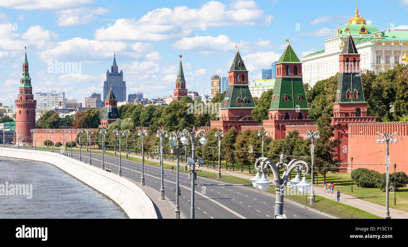 Moscow skyline - panoramic view of the Kremlin Embankment of Moskva ...