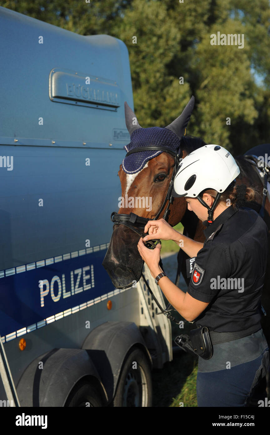 Dannenberg, Germany, Lower Saxony, police officers in the biosphere ...