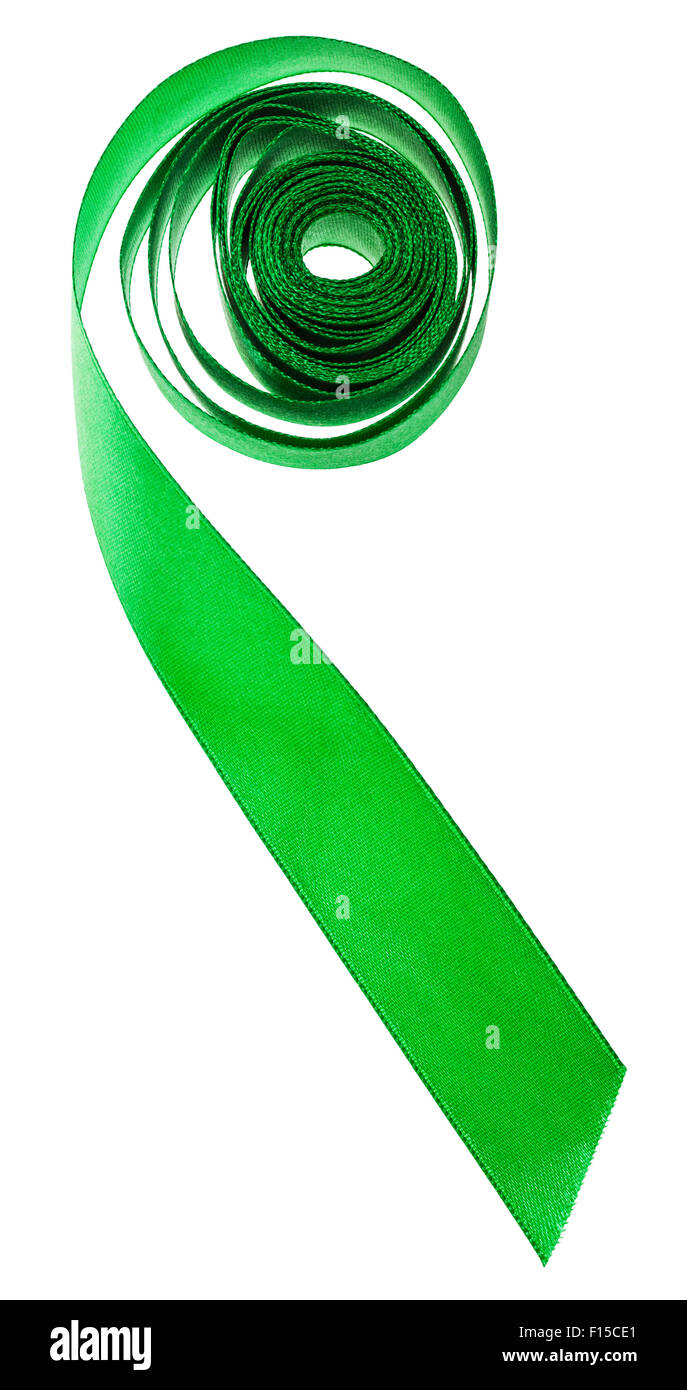 green silk decorative ribbon isolated on white background Stock Photo ...