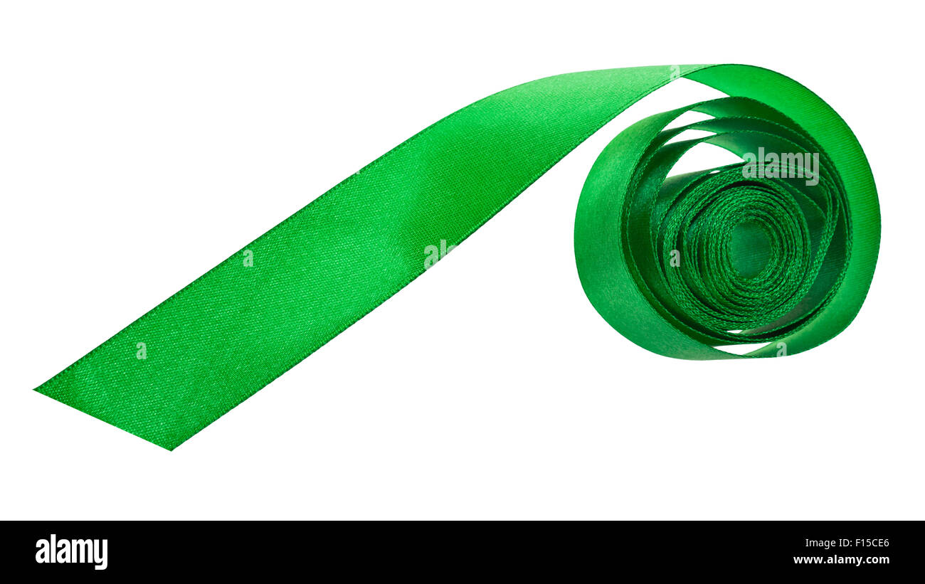 green satin packing tape isolated on white background Stock Photo - Alamy