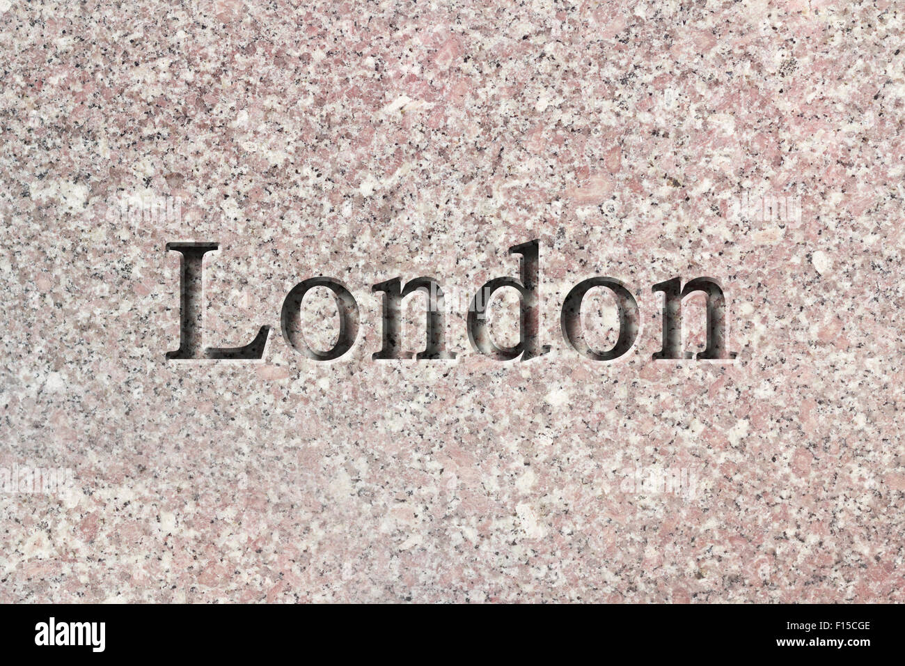 Engraving spelling the city London on textured old surface Stock Photo ...