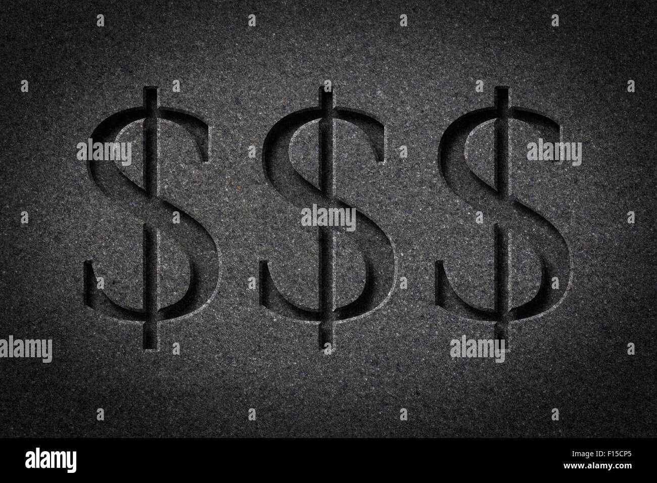 Engraving of the sign for dollars on textured old rough surface Stock ...