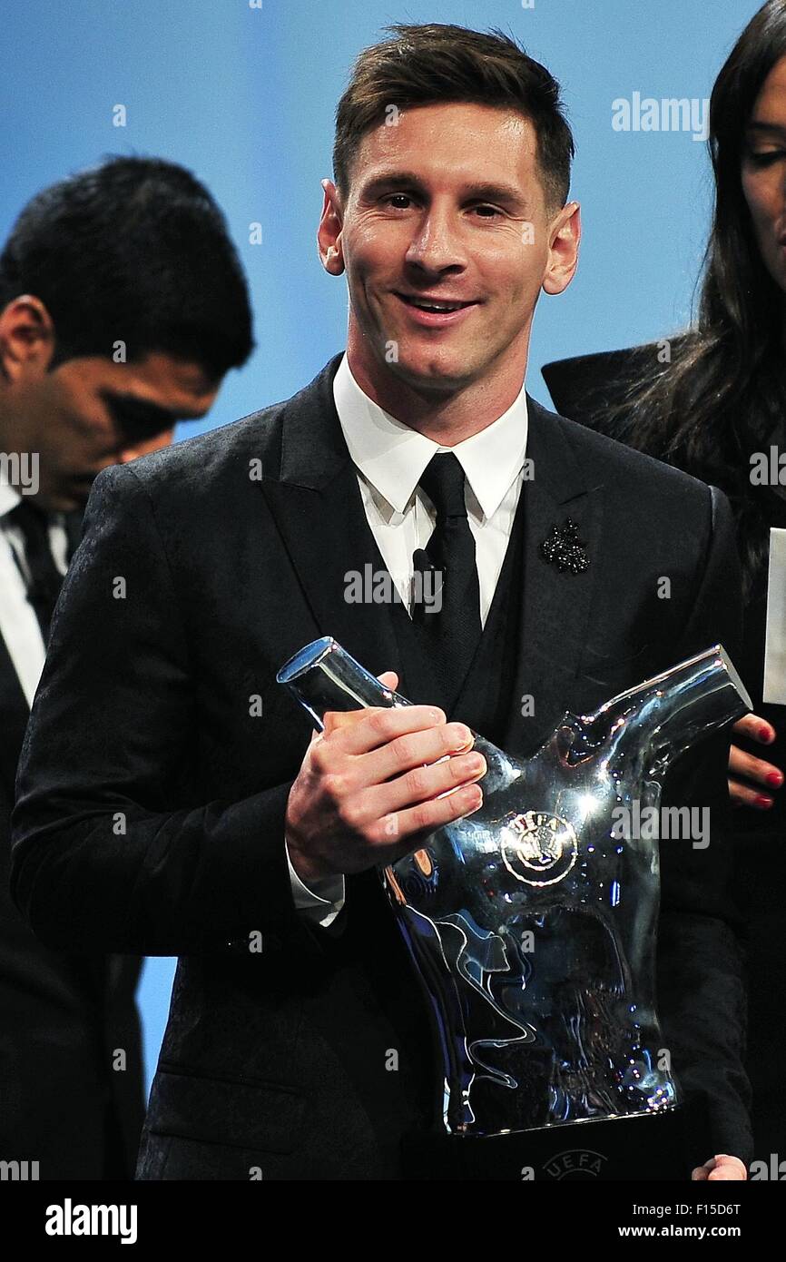 Monaco, Monaco. 28th Aug, 2014. FC Barcelona forward LIONEL MESSI poses ...