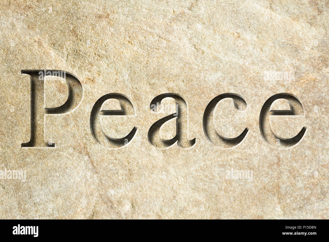 Engraving spelling the word Peace on textured old surface Stock Photo ...