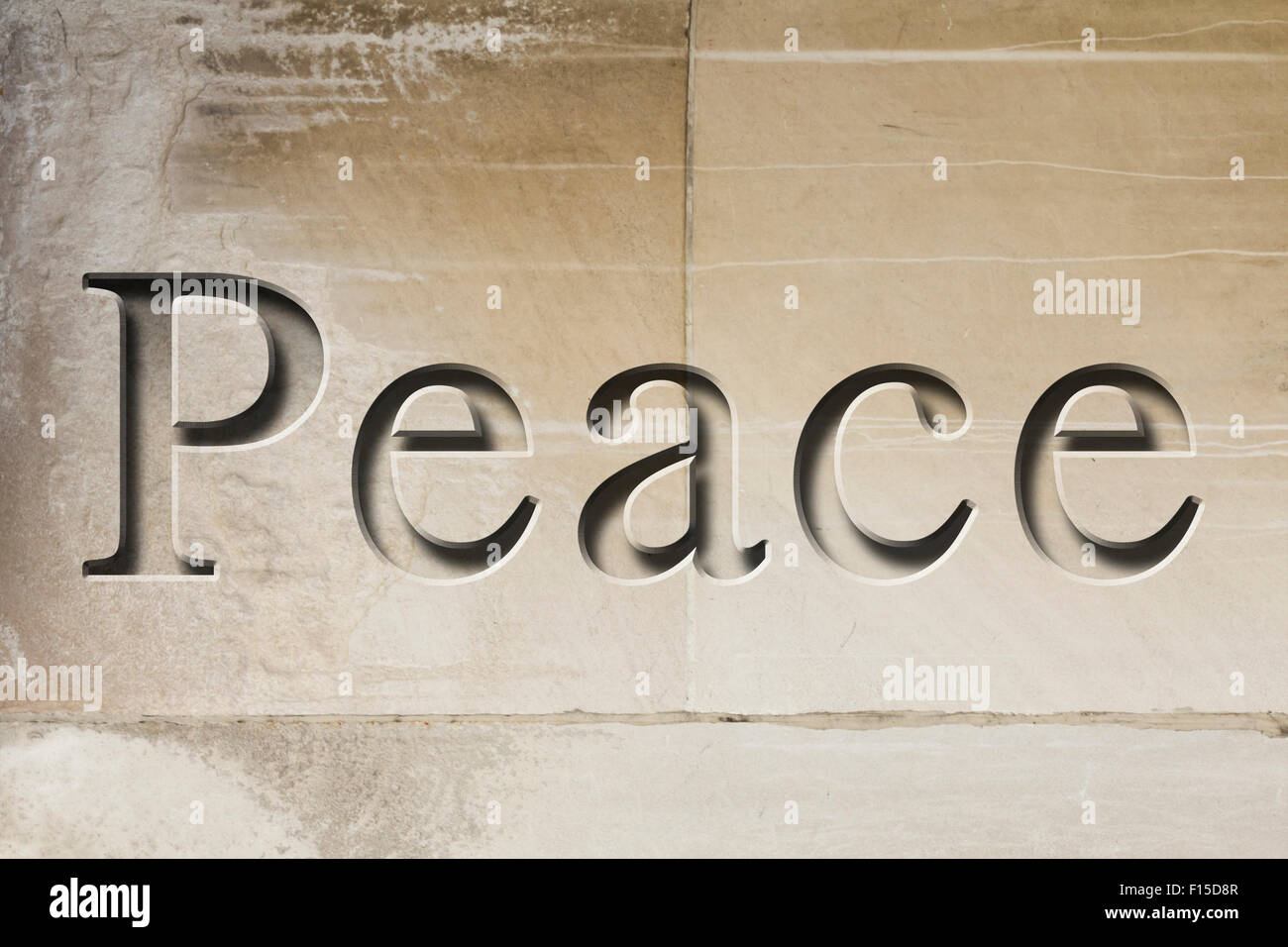 Engraving spelling the word Peace on textured old surface Stock Photo ...