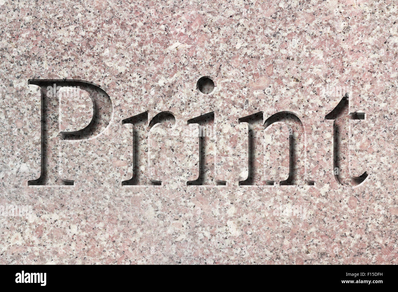Engraving spelling the word Print on textured old surface Stock Photo ...