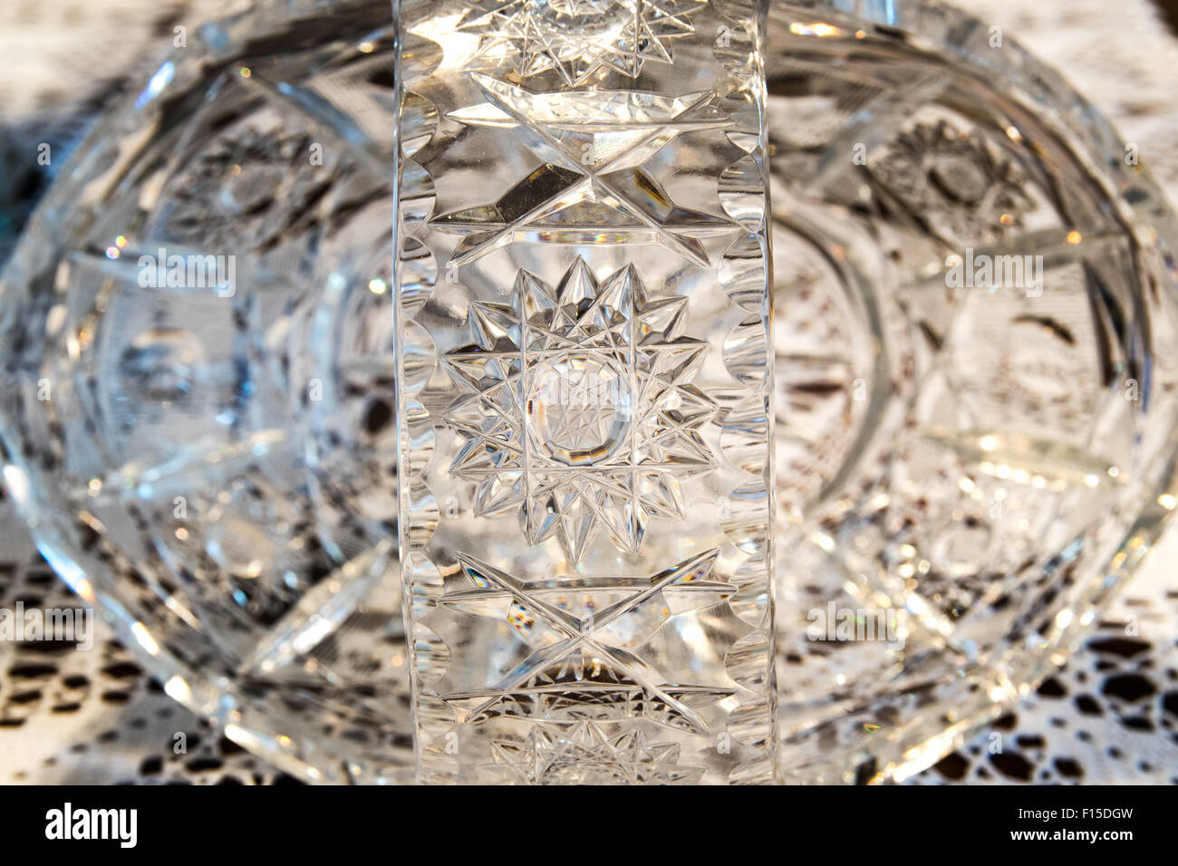 detail of a crystal basket decorated with geometric motifs Stock Photo ...
