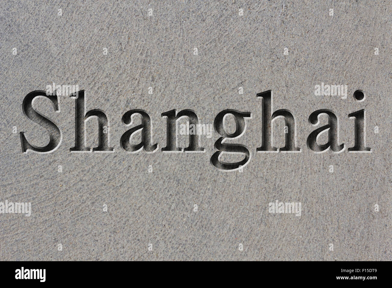Engraving spelling the city Shanghai on textured old surface Stock ...