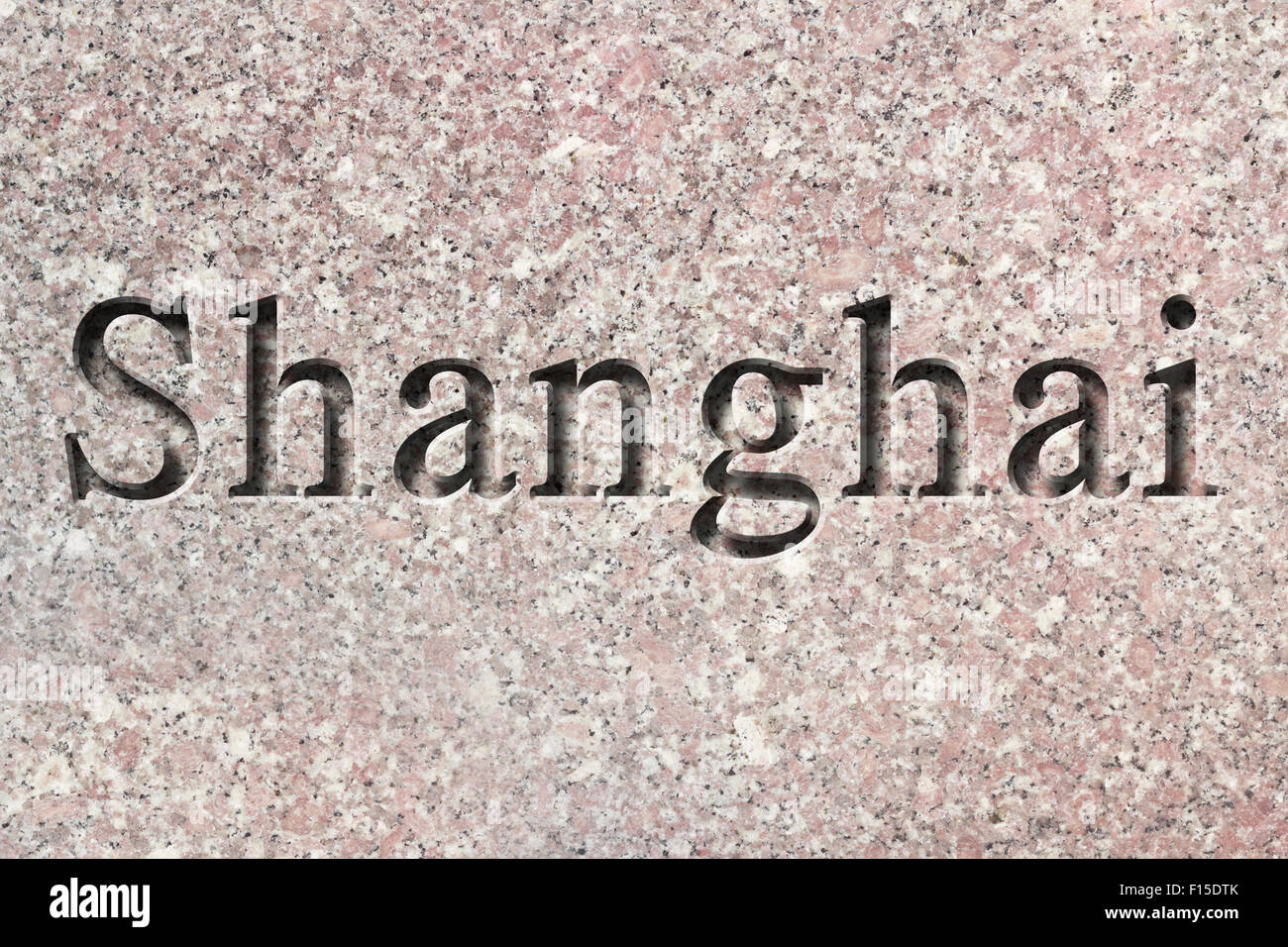 Engraving spelling the city Shanghai on textured old surface Stock ...