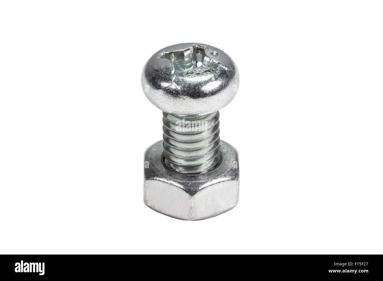 Closeup metal screw (bolt) and nuts on white background Stock Photo - Alamy