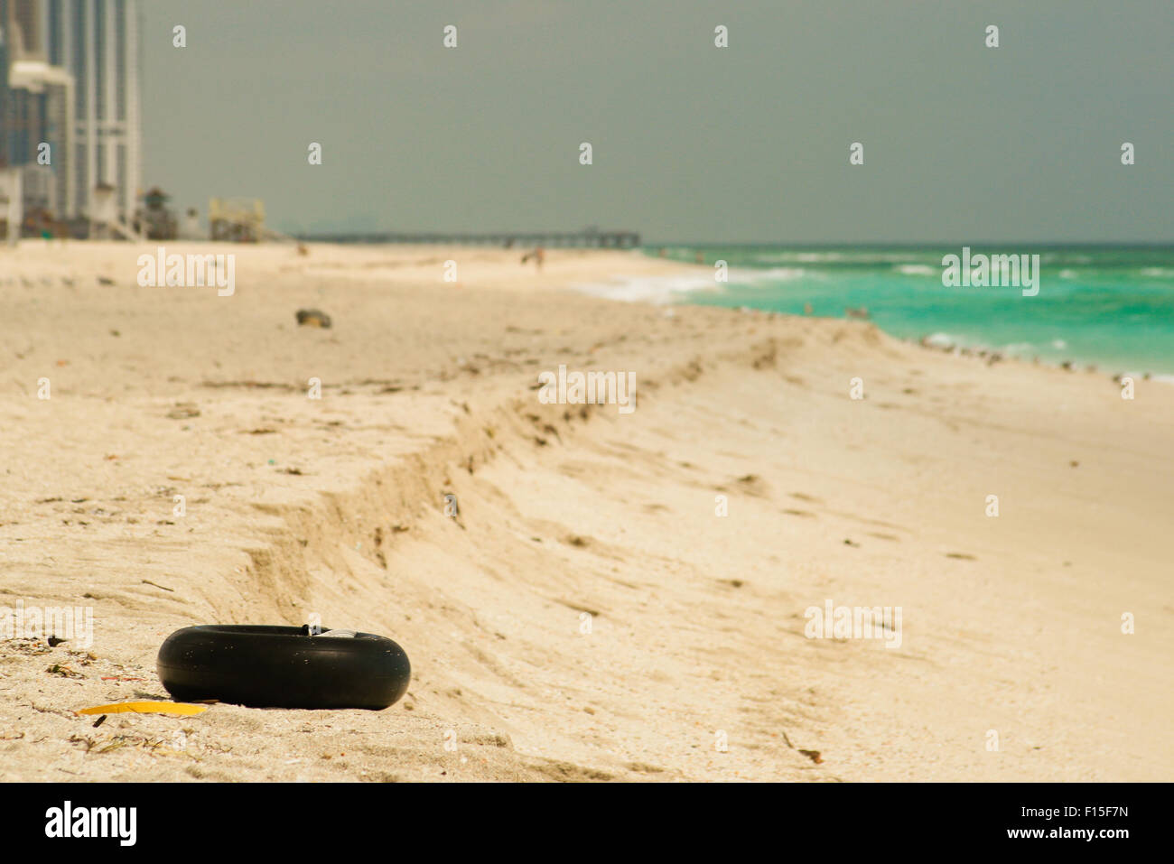 Tire on the beach, Miami Beach, Miami-Dade County, Florida, USA Stock ...