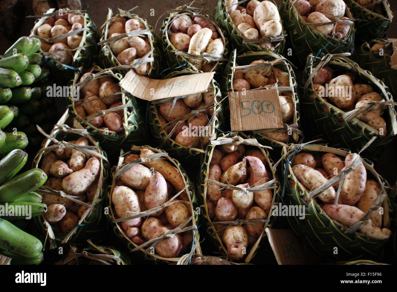 Root vegetables displayed at the public vegetable market November 7 ...