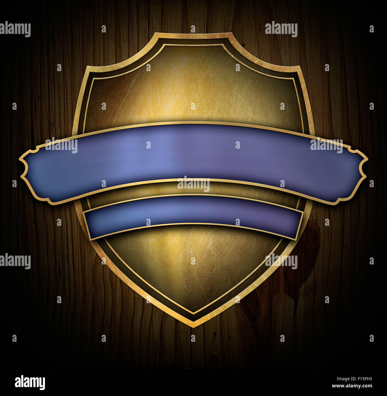 Shield with banners for easy use in designs and layouts Stock Photo - Alamy