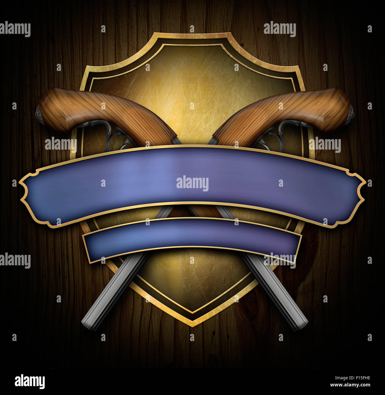 Crossed Pistols on a Shield with banners for easy use in designs and ...