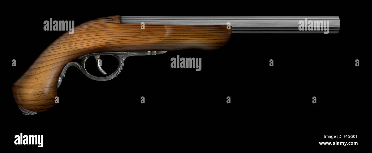Antique pistol isolated on black for easy use in designs and layouts ...