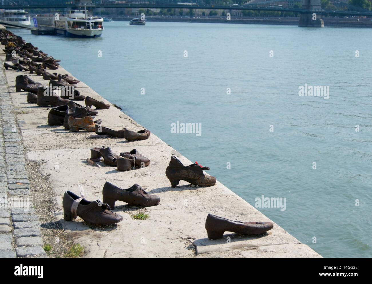 Holocaust Memorial Shoes on river Danube Budapest Stock Photo - Alamy