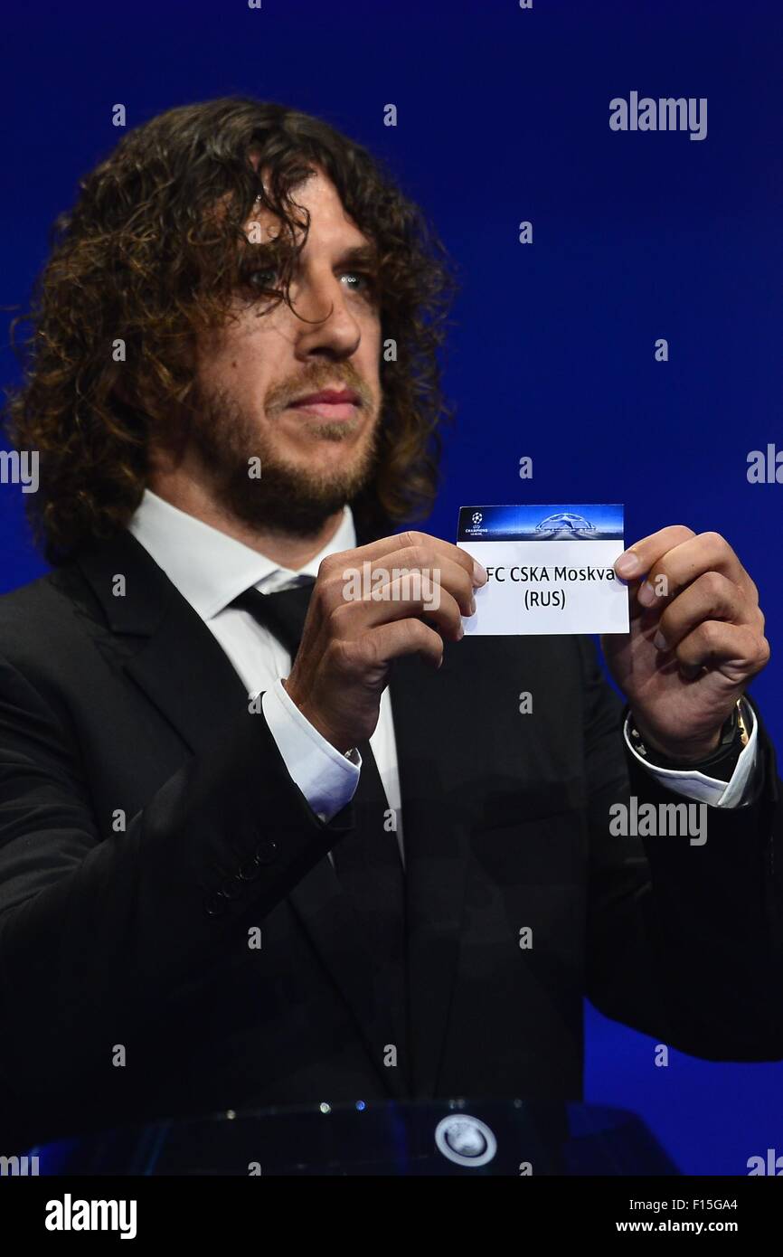 Monaco, Monaco. 27th Aug, 2015. CARLES PUYOL shows the draw result of ...