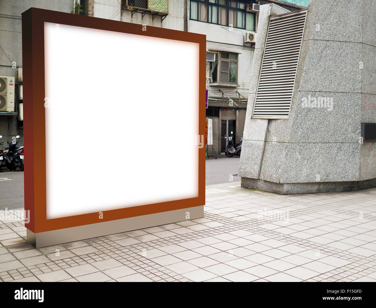 Blank billboard in the modern city square Stock Photo - Alamy