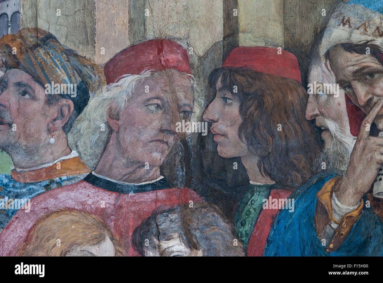 A detail of the fresco of Filippino Lippi in the Carafa Chapel in the ...
