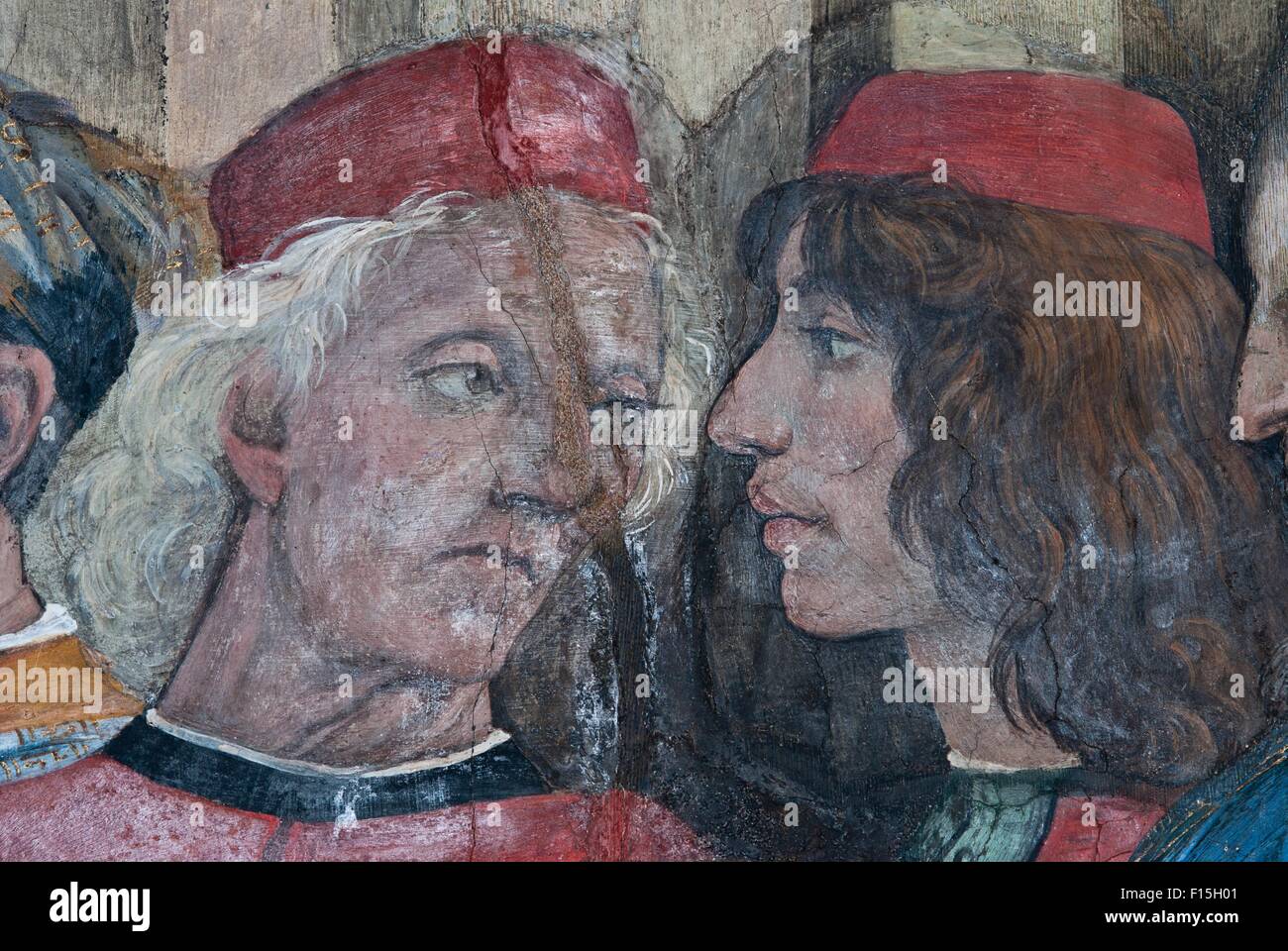 A detail of the fresco of Filippino Lippi in the Carafa Chapel in the ...