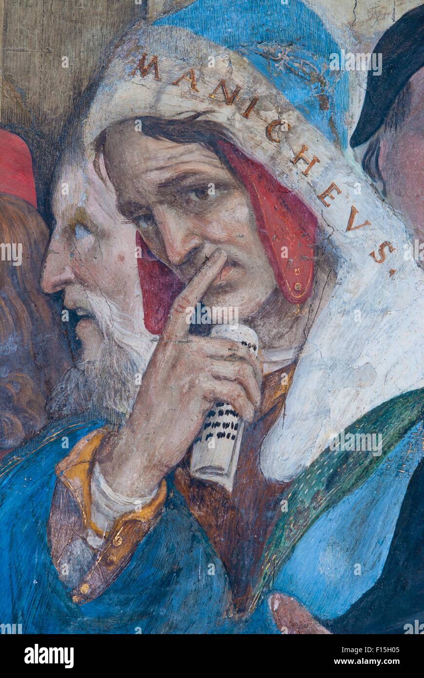 A detail of the fresco of Filippino Lippi in the Carafa Chapel in the ...