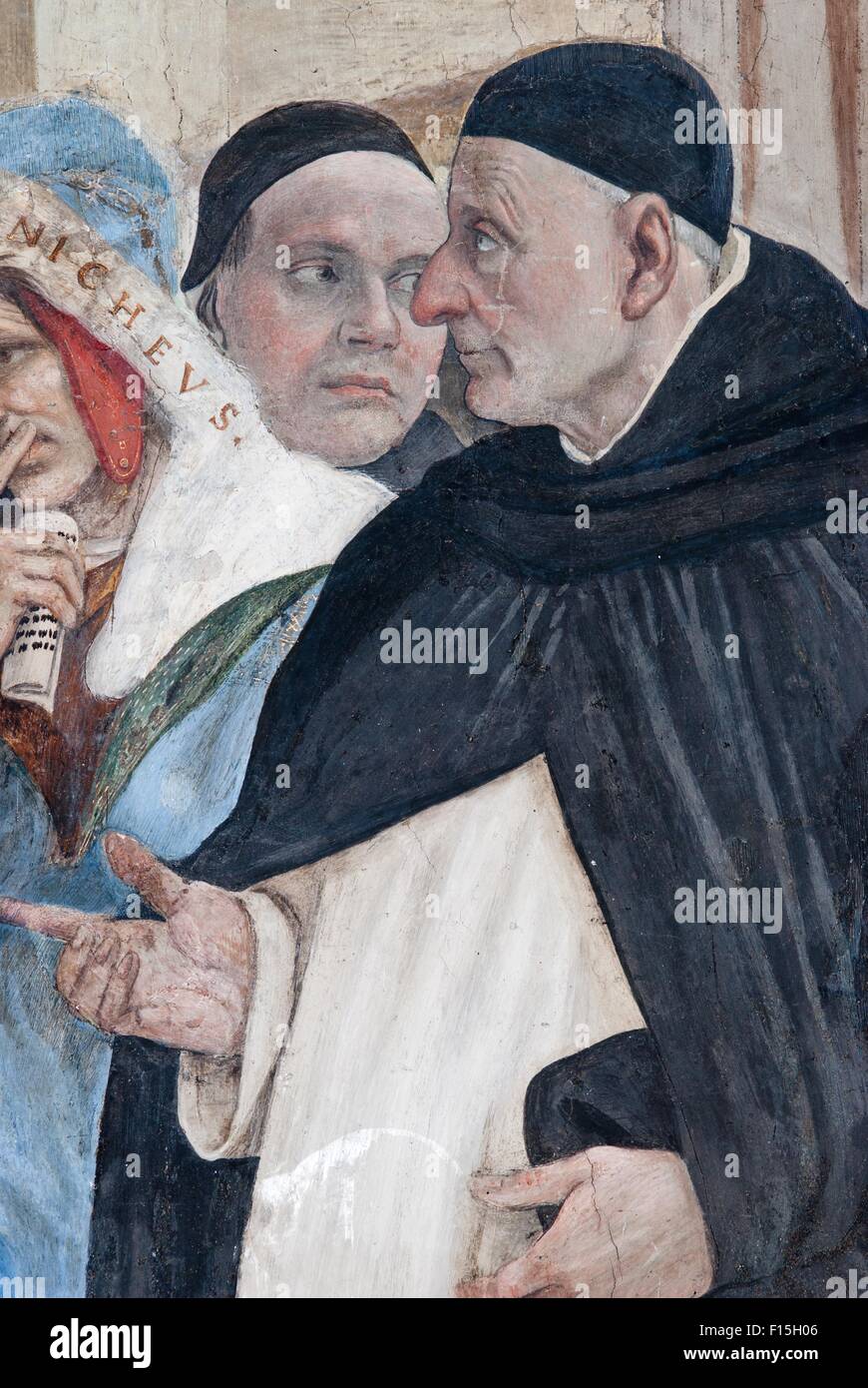 A detail of the fresco of Filippino Lippi in the Carafa Chapel in the ...