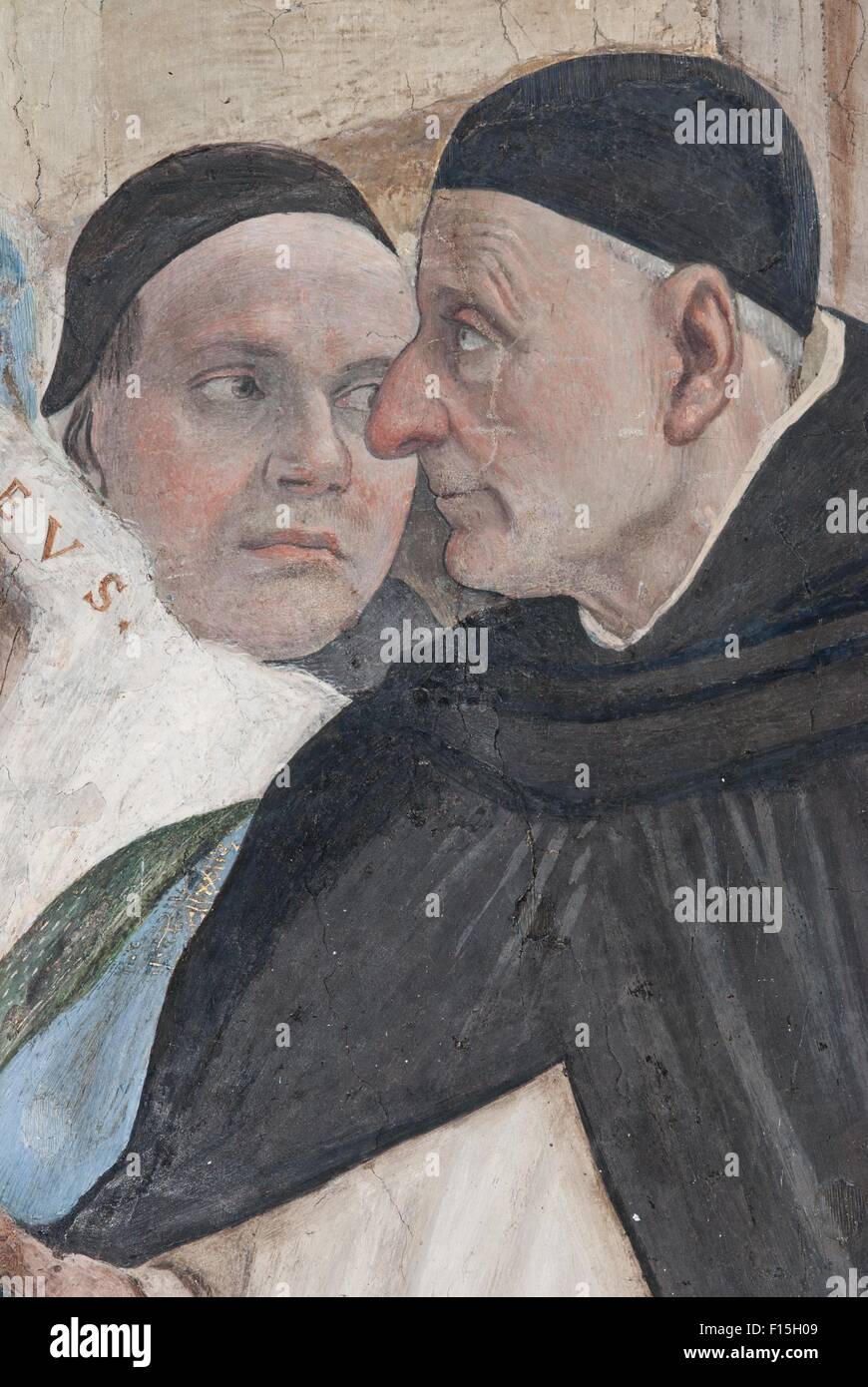 A detail of the fresco of Filippino Lippi in the Carafa Chapel in the ...