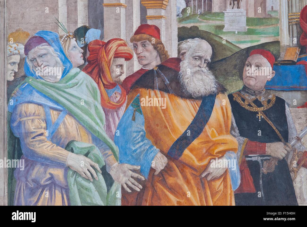 A detail of the fresco of Filippino Lippi in the Carafa Chapel in the ...