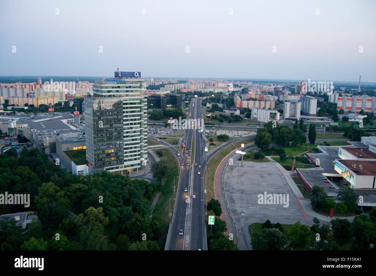 Top view Bratislava city bridge buildings roads Stock Photo - Alamy