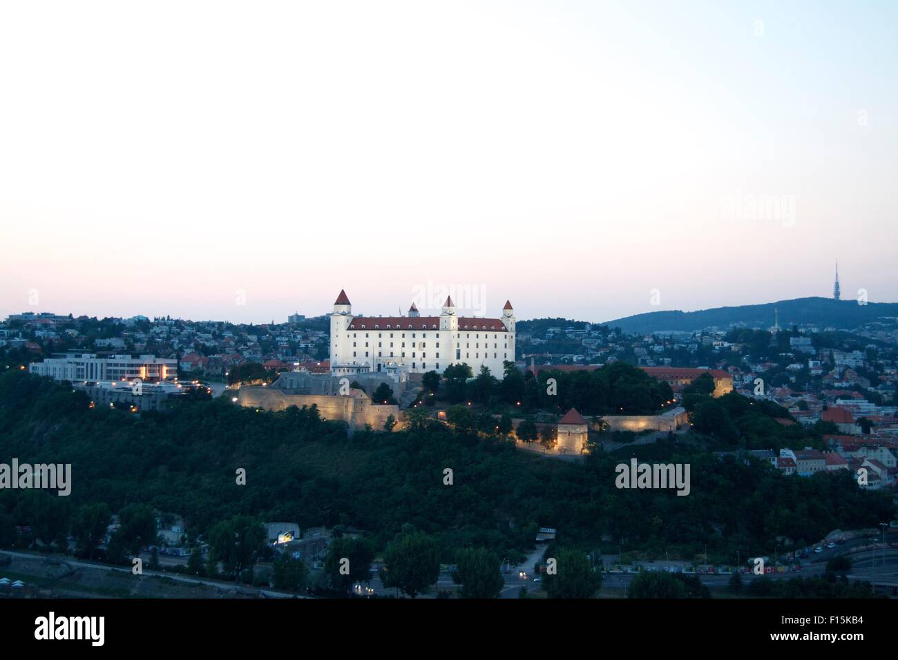 Bratislava Castle evening view monument landmark Stock Photo - Alamy