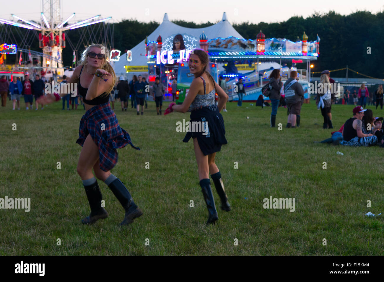Leeds, UK. 27th August, 2015. Revellers on first day of Leeds Festival ...