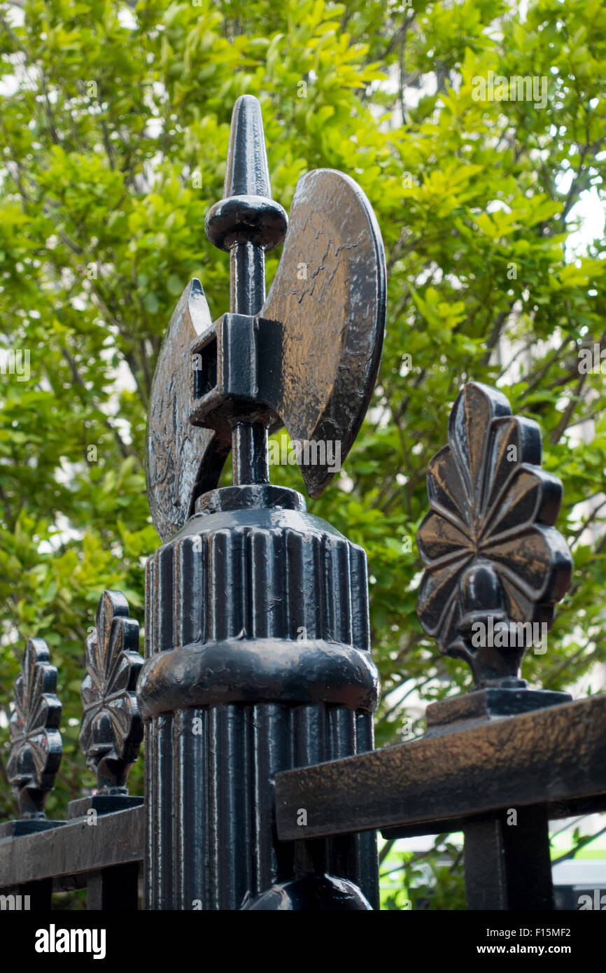 wrought iron fence design Stock Photo - Alamy